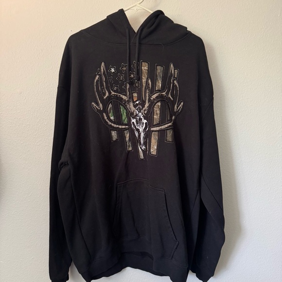 Buck Wear | Shirts | Buck Wear Black Hoodie Camo Lined Hood American ...